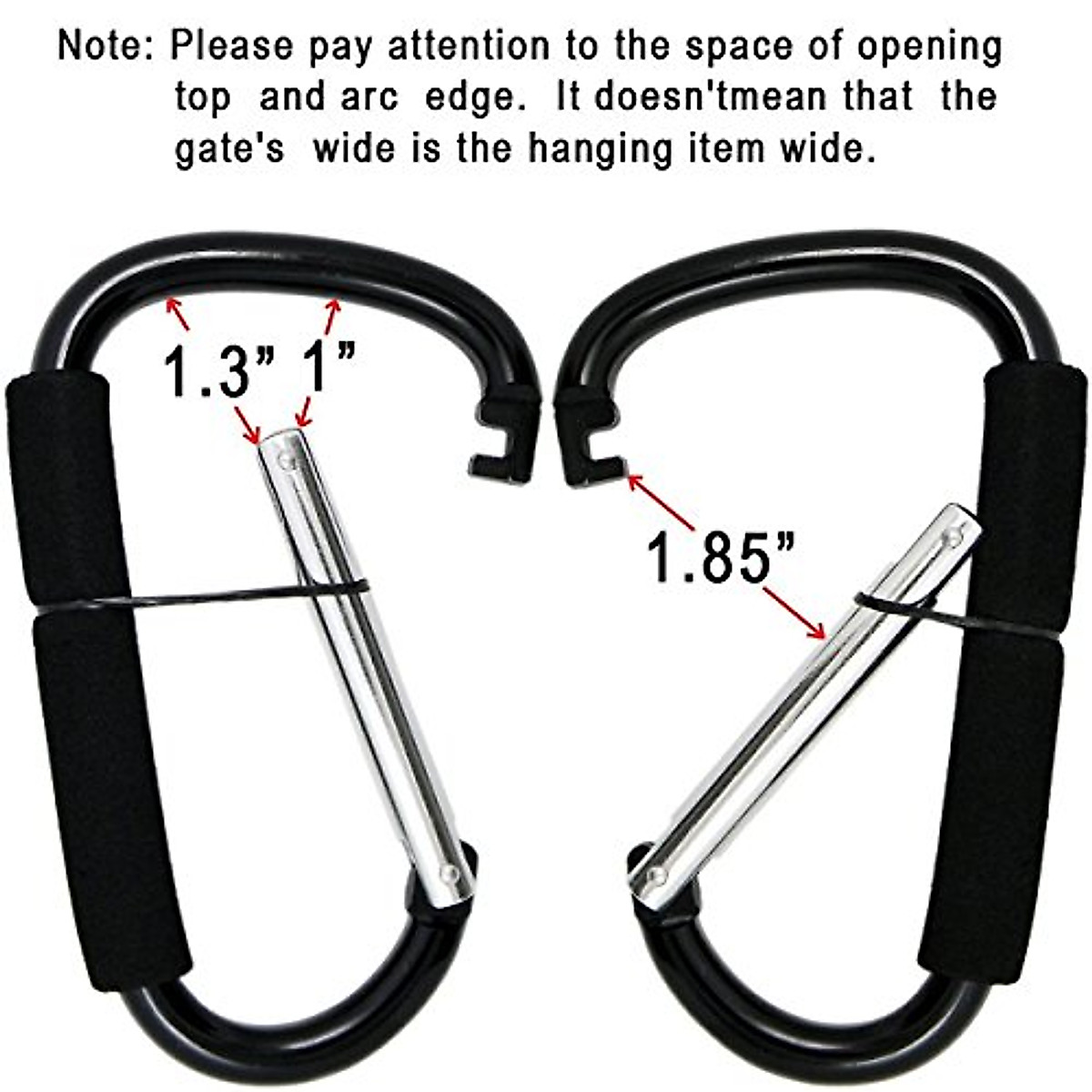 Stroller Hooks by Baby,2 pcs Carabiner Stroller Hook Organizer for Hanging Purses, Diaper Bag, Shopping Bags. Clip Fits Single/Twin Travel Systems, Car Seats and Joggers (Black)