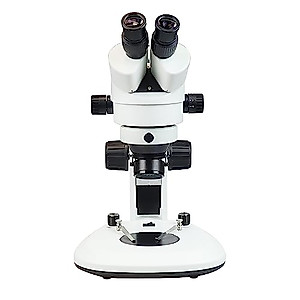 Vision Scientific VS-2EZ Binocular Zoom Stereo Microscope, 10x Widefield Eyepiece, 0.7X—4.5X Zoom Range, 3.5X—90x Magnification Range, 0.5X & 2X Auxiliary Lens, LED Illumination, Track Stand