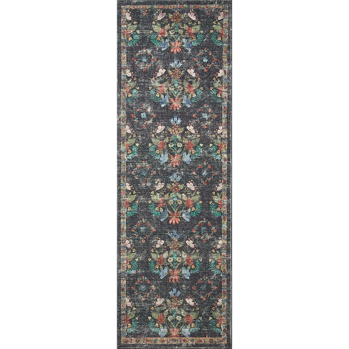 Loloi Rifle Paper Co. x Courtyard Charcoal 2'-3" x 3'-9" Oval Accent Rug