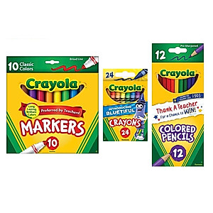 Back to School Essentials Supplies Pack Kit Bundle - Grades K-8 | Wide Ruled Notebooks Composition Book Folders Markers Crayons Colored Pencil Sharpener Glue Sticks (for Girls)