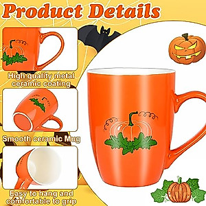 4 Pcs Fall Coffee Mugs 11 oz Fall Autumn Pumpkin Mug Happy Fall Y'all Ceramic Cups Orange Autumn Fall Home Decor Kitchen Accessories Camp Campfire Tea Cup Thanksgiving Gift for Mom Dad Grandpa Grandma