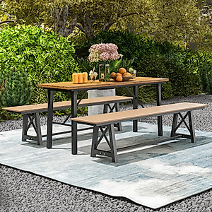 Giantex Outdoor Bench, 3-4 Person Garden Bench, 72" Long Patio Bench with Metal Frame, 1100 LBS Capacity, Weatherproof Backless Park Bench, Outside Dining Bench for Lawn, Front Porch, Backyard