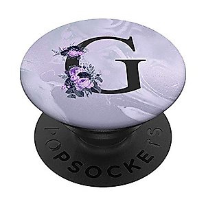 Initial Letter G Purple Lavender Floral Monogram For Women PopSockets PopGrip: Swappable Grip for Phones & Tablets