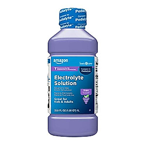 Amazon Basic Care Electrolyte Solution, Replaces Electrolytes, Fluid & Zinc, Grape, 33.8 Fl Oz