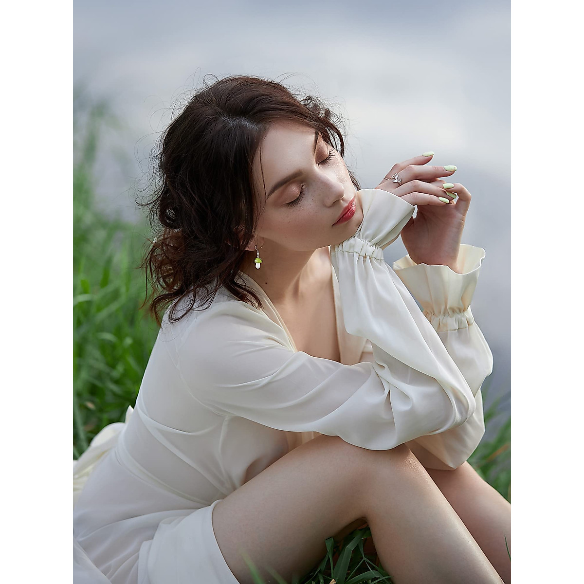 9 Pairs Mushroom Earrings for Women Long Pendant Glass Mushroom Earrings Colorful Steampunk Earrings Creative Funny Earrings Cute Weird Earrings Women's Drop and Dangle Earrings