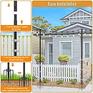 AILBTON 2 Pack 10Ft String Light Poles for Outdoor String Lights, Metal Fork Poles Stand for Patio, Backyard, Deck