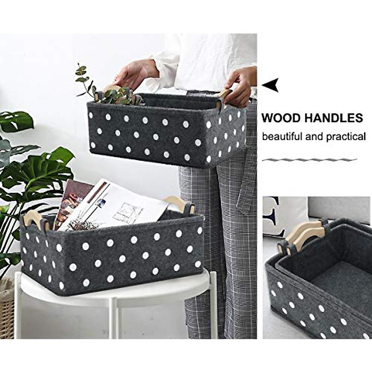 Oubra Small Baskets for Shelves Felt Fabric Storage Baskets for Closet Decorative Collapsible Baskets for organizing Clothes, Toys, Books, Empty Gift Basket