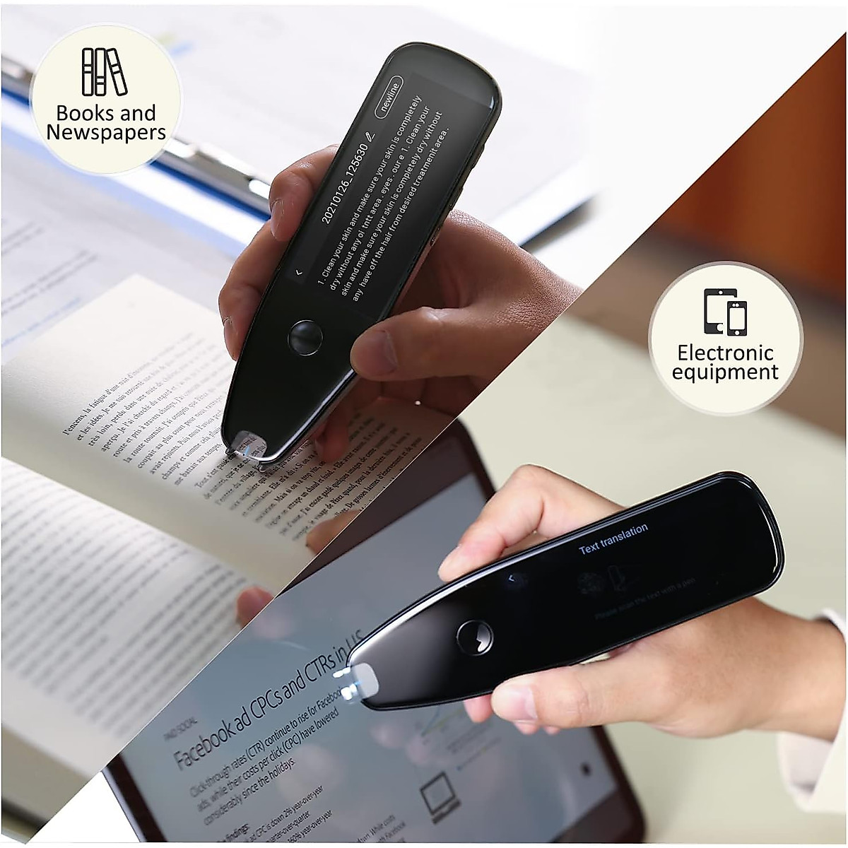 Pen Scanner and Reader,Smartpen,Real Time Book Reader Scanning Pen with LCD Touchscreen, 112 Language Digital Reader Pen Voice Language Translator Device, Speech and Scan to Translate