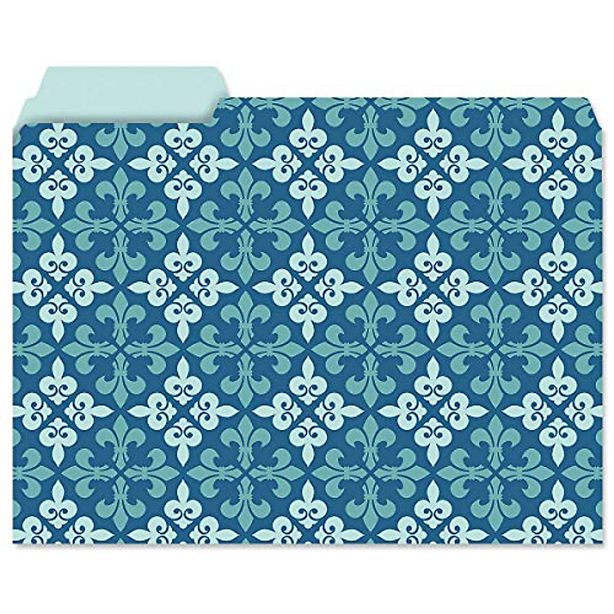 Coastal Blues File Folder Value Pack - Set of 24 File Folders with Staggered Tabs, 6 Designs, Graphic Geometric Print, Office Supplies, Letter Size,  9 ½  x 11 ¾ Inches