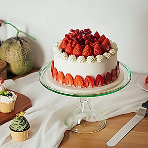 Colorful Glass Footed Crystal Cake Stand 12" Large Pretty Cake Stand, Stands for Dessert Table, Wedding, Baby Shower, Serving Trays for Party or Brunch Decorations, Cake Plate Serving Platter