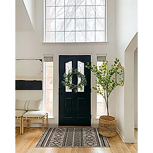 Lahome Boho Easy Jute Area Rug - 3x5 Machine Washable Front Door Mat Black Entryway Rug Geometric Kitchen Rugs, Southwestern Non Slip Indoor Outdoor Rug Kitchen Carpet for Living Bedroom Office Foyer