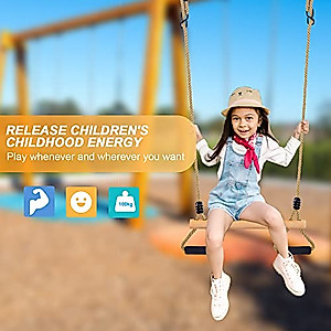 Wooden Trapeze Swing Bar with Gym Rings for Children's Swing Set Indoor Outdoor Garden,Yard,Playground