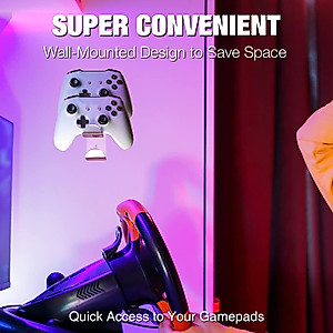 NiHome Clear Acrylic Game Controller Wall Hanger Stand, Dual Gamepad Controller & Headphone Hanger Holder for Xbox PS5 PS4 PS3 Switch, Wall Mount Stand Organizer for Gaming Accessories