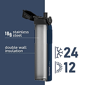 PREMIUM 24oz Double Insulated Water Bottle with Spout Lid – Stainless Steel Water Bottle – Leak Proof Metal Water Bottle – No Sweat – Reusable – Denim Blue, 23.6 oz