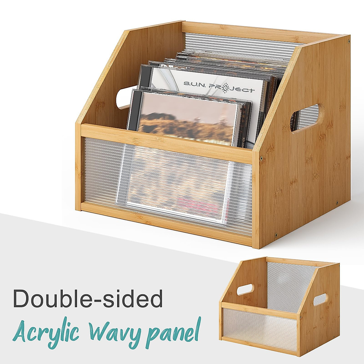 Vriccc Bamboo Vinyl Record Storage Box - Stylish Organizer