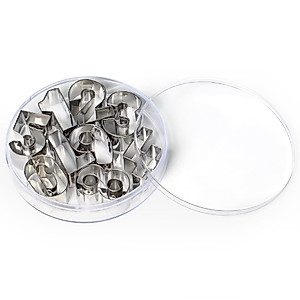 SurgeHai Mini Number Cookie Cutters –1.7" Stainless Steel Cake Decorating Small Number Cutters with Cut-Outs, 9-Piece Set