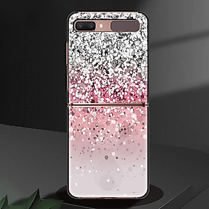 Gold Pink Rose Glitter Hearts Luxury Black Hard Case for Samsung Z Flip 3 Z Flip 4 5G Phone Case,Z5,for Z Flip 3 5G