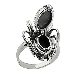 FashionJunkie4Life Spider Poison Ring - 925 Sterling Silver, Sizes 5-10, Pillbox Ring (8)