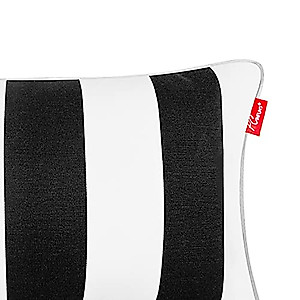 Pcinfuns Outdoor/Indoor Decorative Pillows,Water Repellent Throw Pillow,Garden Cushions for Home Patio Coach Sofa Use,Black White Stripe,20" x 12",Set of 2