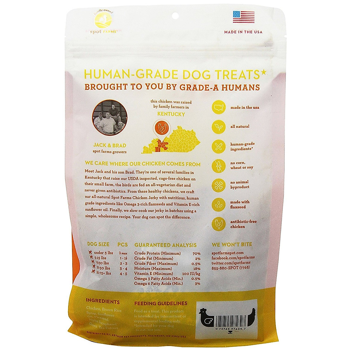 Spot Farms All Natural Human Grade Dog Treats, Chicken Jerky With Flaxseed And Vitamin E, 12.5 Ounce