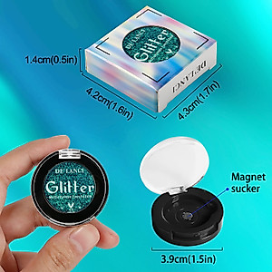 DE'LANCI Green Glitter Eyeshadow, Highly Pigmented Duochrome Eye Shadow, Intense Color Shifting Multichrome Green Eyeshadow for Blue Green Eyes, Waterproof Shimmer Eyeshadow, Talc Free & Travel Size