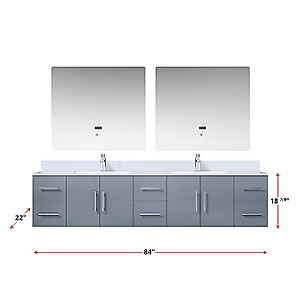 Bell+Modern Sonoma 84 in. W x 22 in. D Dark Grey Double Bath Vanity and Cultured Marble Top