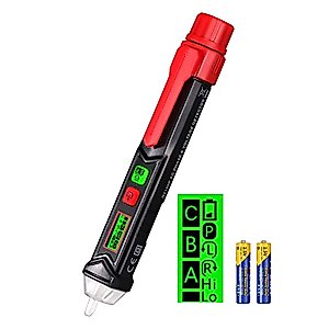 Neoteck Non-Contact AC Voltage Tester Pen Phase Sequence Detector with Adjustable Sensitivity 12V-1000V/48V-1000V, LCD Display, Buzzer Alarm, LED Flashlight, Live/Null and 3 Phase Wire Judgment