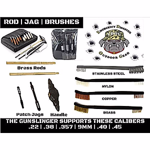 EDOG Gunslinger 20 PC Gun Cleaning Kit - Pistol Mat Compatible with Springfield Armory Hellcat - Schematic (Exploded View) Mat, Gunslinger Universal .22 .38 .357 9mm .40 & .45 Caliber Kit