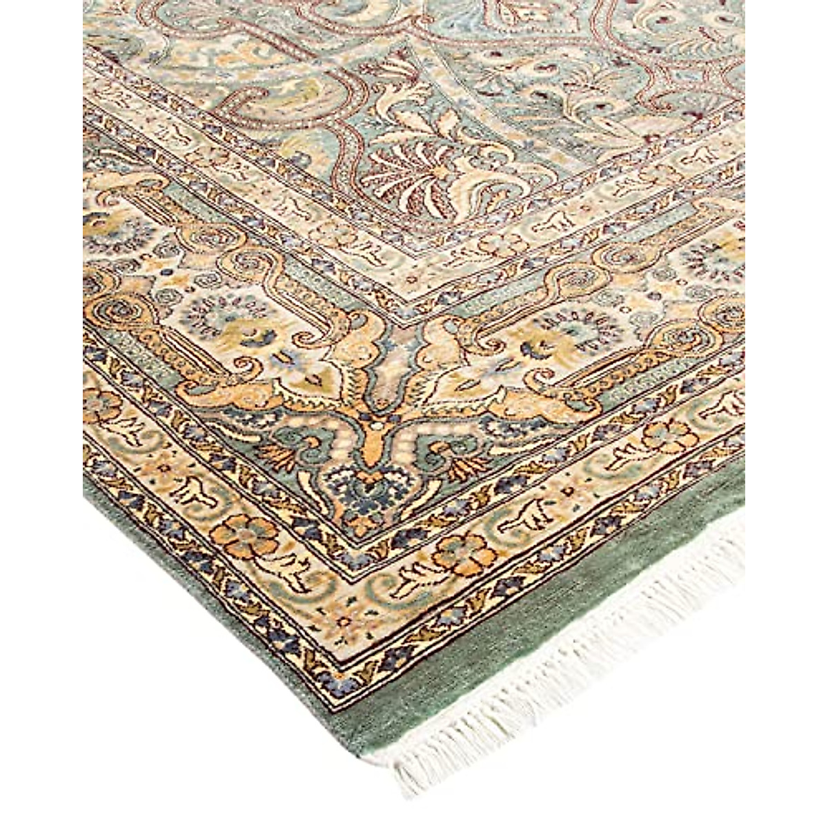 One of a Kind Hand Made Mogul Traditional Light Gray Area Rug Carpet Living Room Bedroom Dining Room 8 x 10