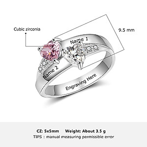 LoraPetid Personalized Birthstone Rings for Women Custom Mothers Rings with 2 Names Promise Rings for Her Customized Jewelry Gifts for Mom (7)