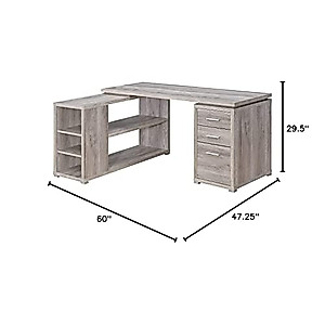 Coaster Home Furnishings Yvette L-Shape Grey Driftwood Office Desk (801516)