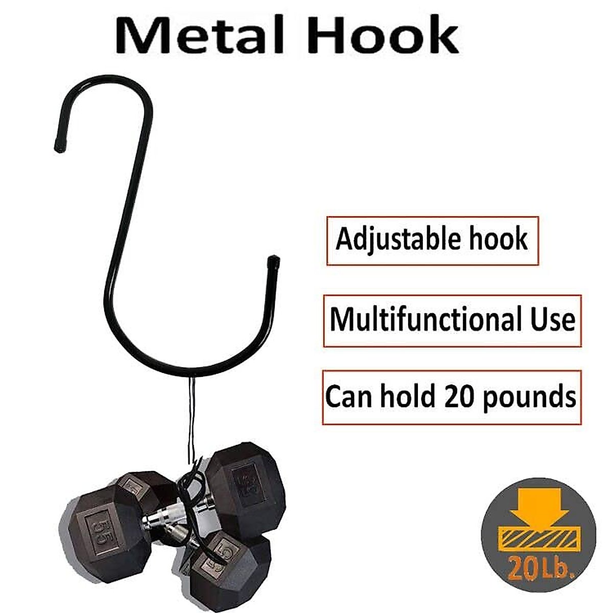 23 inch Rustproof Metal S Shaped Hooks Tree Branch Hooks Hangers Hooks for Hanging Bird Feeders, Baths, Baskets, Plants, Lanterns, Ornaments - 3/PK