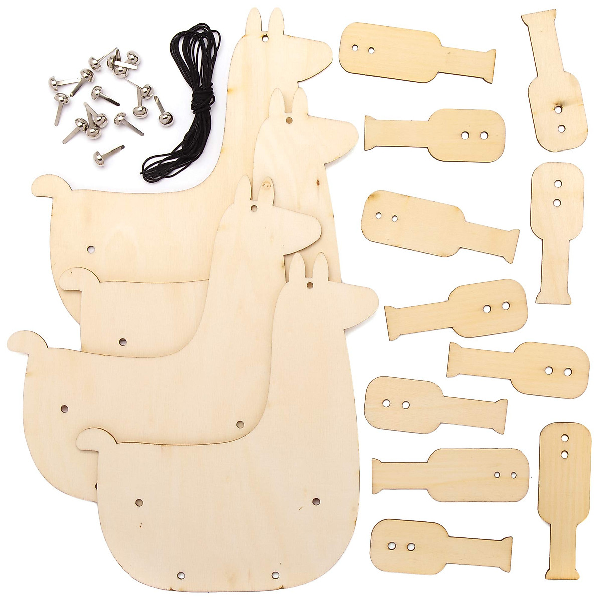 Baker Ross AT507 Lovely Llama Wooden Puppet Kits - Pack of 4, Story Telling, Woodcraft Painting for Kids, Great for Art Parties, Schools and Festive Crafting Activities