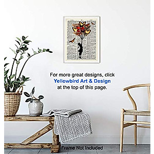Banksy Wall Art - Butterfly Wall Decor for Women - Banksy Poster - Little Girls Bedroom Decor - Butterfly Wall Art - Dictionary Art
