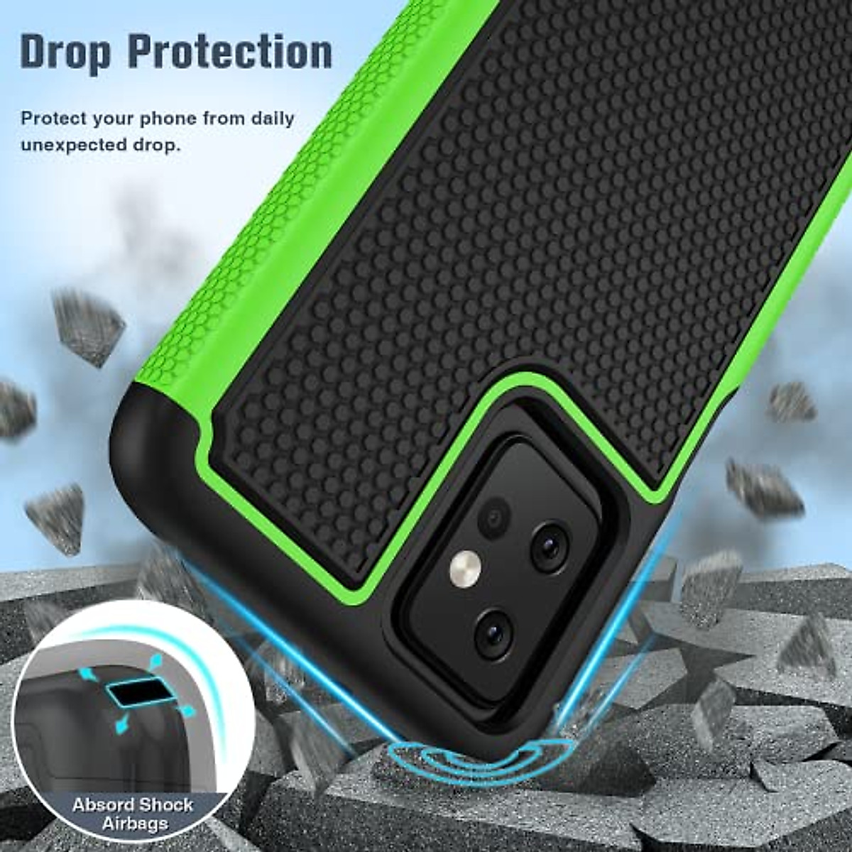 FNTCASE for Motorola Moto G-Power-2023 Case: Moto G 5G 2023 Case | Dual Layer Protective Heavy Duty Cell Phone Cover Shockproof with Textured - Military Protection Bumper - Green