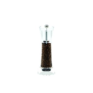 Bisetti Verona 17.5 cm / 6.9 Inch Clear Acrylic Pepper Mill With Adjustable Carbon Grinder