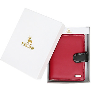 Felda RFID Genuine Leather Ladies Purse Wallet 9 Card Slots & Zipped Coin Section, Medium Size