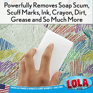 Lola Products Rubaway Eraser Pad, Melamine Sponge, Comparable to Popular Brand Eraser Pads, Powerfully Removes Soap Scum, Scuff Marks, Ink, 2 Pack