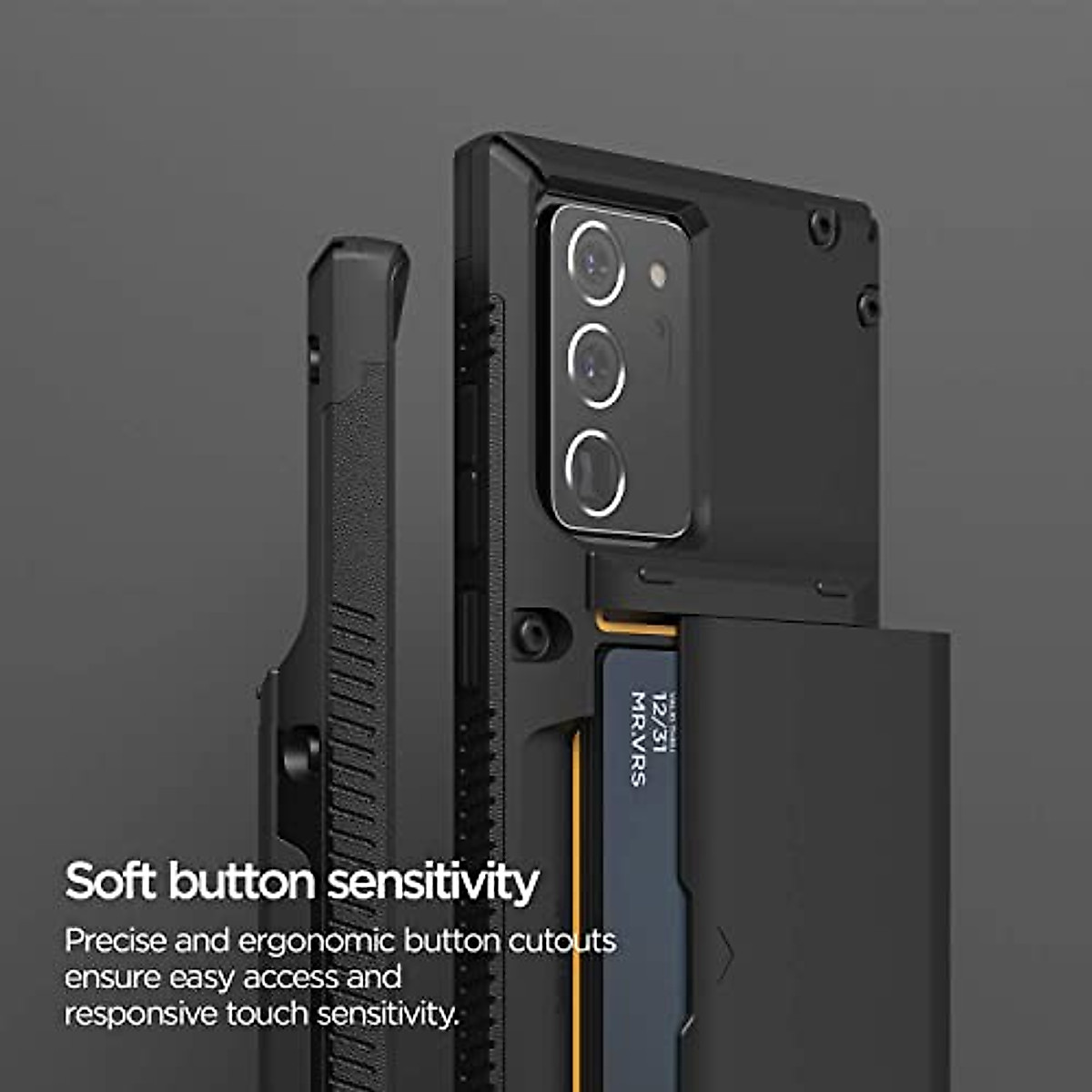 VRS DESIGN Damda Glide Pro for Galaxy Note 20 Ultra, with [4 Cards] [Semi Auto] Premium Sturdy Credit Card Slot Wallet for Samsung Galaxy Note 20 Ultra 5G Case 6.9 inch(2020) Black