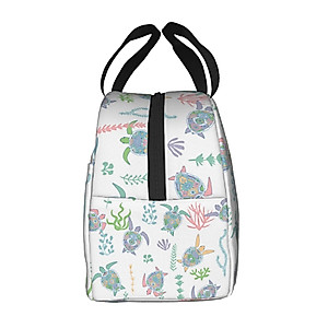 Ucsaxue Cute Sea Turtle Lunch Box Reusable Lunch Bag Work Bento Cooler Reusable Tote Picnic Boxes Insulated Container For Women Men Home School Office Outdoor Use