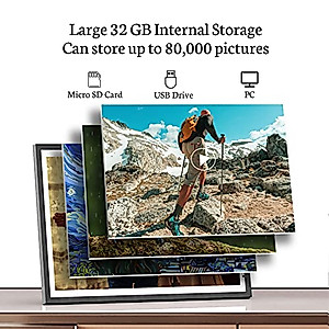 BSIMB 13.5-Inch 32GB 3K Digital Photo Frame Dual Band Wi-Fi, Smart Digital Picture Frame, Light Sensor, Send Photos & Videos via App/Email Instantly, Wall Mountable, Gift for Grandparents