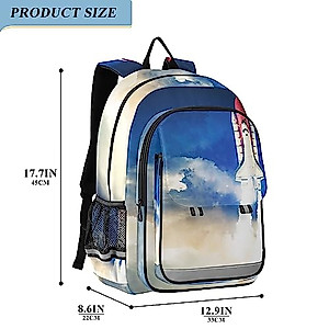 Glaphy Spaceship Launch Rockets Backpack, School Bag Lightweight Laptop Backpack Students Travel Daypack with Reflective Stripes