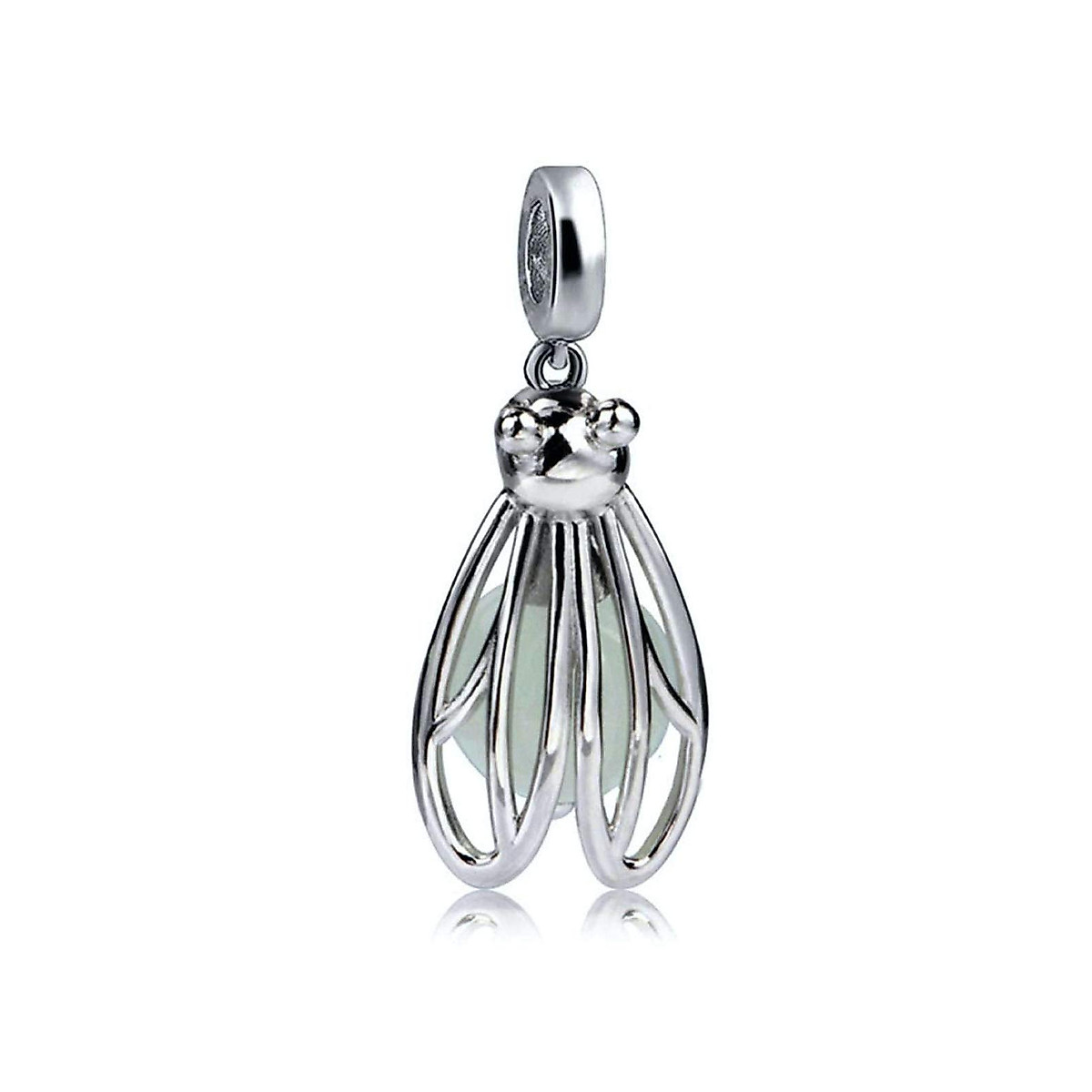 Bolenvi Luminous Firefly Glow in The Dark 925 Sterling Silver Charm Bead Pendant for Pandora & Similar Charm Bracelets or Necklaces