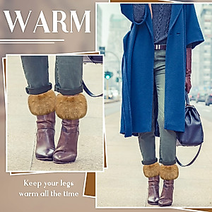 SATINIOR Faux Fur Short Wrist Cuff Winter Wrist Cuff Warmers Fuzzy Wrist Cuff for Women Girls Favors (Brown)