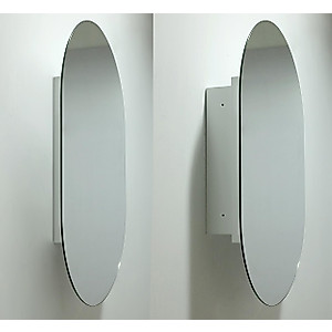 HESONTH Bathroom Medicine Cabinet with 20"x30" Frameless Mirror, Oval Frameless Mirror Cabinet,Wall Mounted Cabinet for Bathroom Toilet Kitchen,Recess or Surface Mount Installation