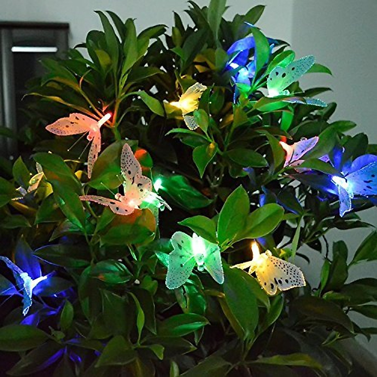 cuzile 20pcs Solar Powered Butterfly Lights Waterproof Solar Garden String Lights for Christmas, Tree, Home, Holiday, Fence, Yard, Wedding,Patio Party Decoration Light