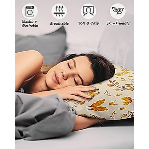 Edwiinsa Autumn Leaves Pillow Covers King Standard Set of 2 Bed Pillow, Farmhouse Fall Forest Maple Birds Plush Soft Comfort for Hair/Skin Cooling Pillowcases with Envelop Closure 20x36 Inches