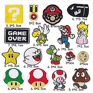 Decorative Patches,16pcs Iron On Patches for Clothing, Embroidered Sew On Super Cute Cartoon Anime Patches for Kids Jackets, Shirts, Backpacks
