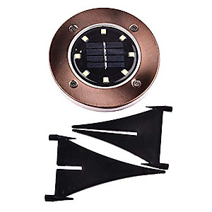 Solar Ground Lights 8 LED Disk Light Solar Powered Outdoor in-Ground Lights for Garden Driveways Lawn Yard Driveway Walkway Pool Patio Deck Pathway,6 Pack,White,Copper/Bronze Finish