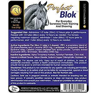Perfect Blok Ethical Equine Soreness Solution Paste for Horse Soundness, 60cc